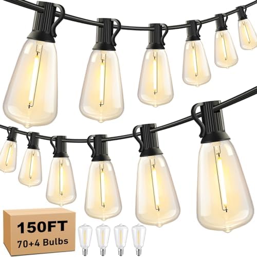 100FT Outdoor String Lights with 50+2 LED Edison Bulbs Dimmable ...
