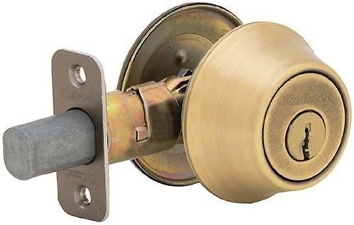 Kwikset 663 Single-Sided Deadbolt in Antique Brass, Thumbturn One Side ...