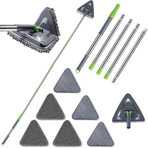 Wall Cleaner Mop with Long Handle(25~85in Adjustable) 360° Rotatable ...