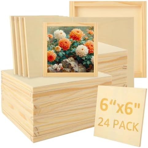Amazon.com: LOPYXBR 24 PCS Wood Panels for Painting 6x6 Inch Wood ...