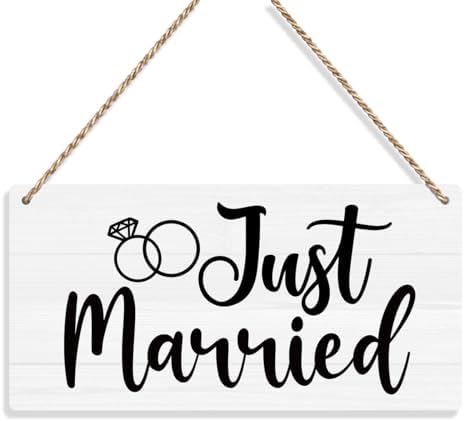 Amazon.com: Just Married Sign - Rustic Wooden Ring Bearer Sign ...
