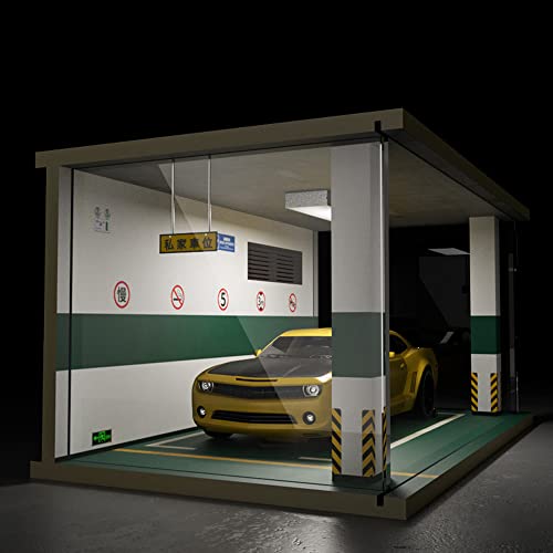 WANLIAN Realistic Garage Scene Model Car Display Case with LED Lighting ...