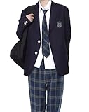 ・ブランド:Qichenk・✨セット内容：5点セット(ブレザー＋長袖シャツ＋バッジ＋ズボン＋ネクタイ)・✨通年着用できる本格制服です。定番のブレザーにチェックズボン、白いシャツとチェックネクタイの組み合わせは絶対にかっこいい！・✨巷で話題の...