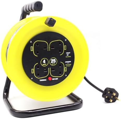 ExtraStar 13A Electrical Extension Reel, 4 Sockets Cable Reel with ...