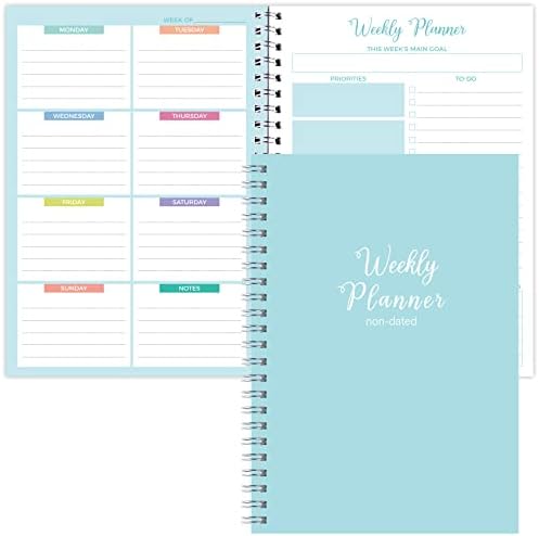 Undated Weekly Planner Notebook, A5 Daily Dairy with Spiral Binding To ...