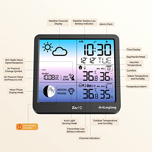 Weather Stations with Outdoor Sensor Wireless, RCC Radio Wave Signal ...