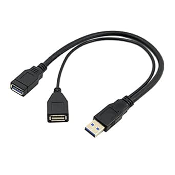 Amazon.com: CableccBlack USB 3.0 Male to Dual USB Female Extra Power ...