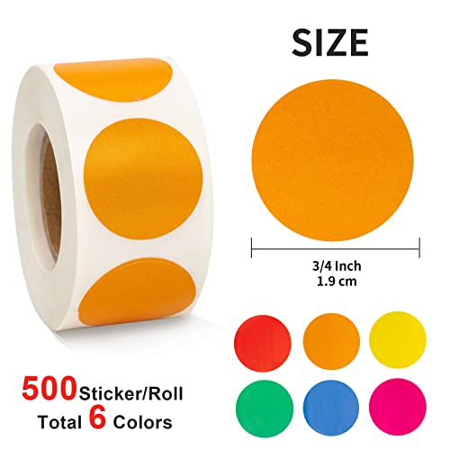 Snapklik.com : 3000 Pcs 3/4 Round Color Coding Labels Stickers Circle ...