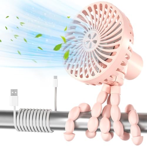 Portable Fan 3000mAh Stroller Fan, Mini Desk Oscillating USB Fan ...