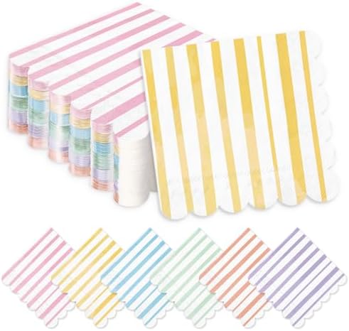 Amazon.com | Whaline 120Pcs Pastel Cocktail Napkins 6 Mixed Stripe Ice ...