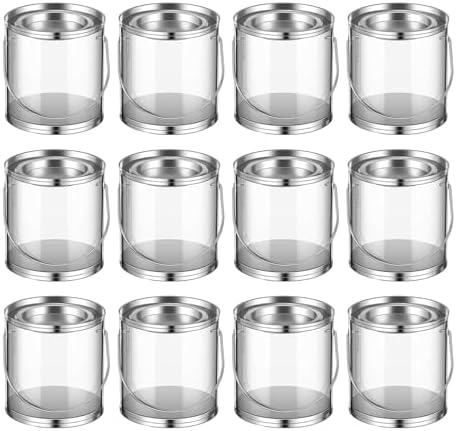 Amazon.com: RHBLME 12 Pack Mini Clear Plastic Paint Cans with Metal ...
