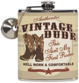 Amazon.com | Laid Back Vintage Dude Cowboy Flask, 7-Ounce: Alcohol And ...