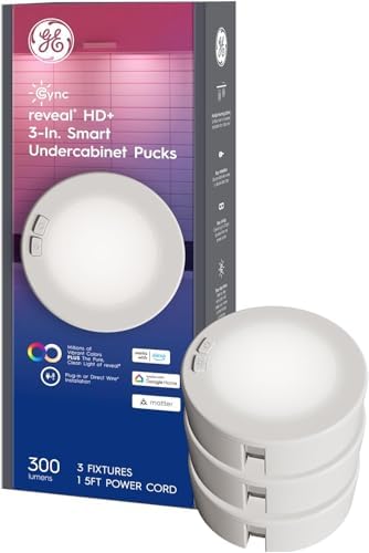 GE Cync Reveal HD+ Smart Undercabinet Puck Light Fixtures, Color ...