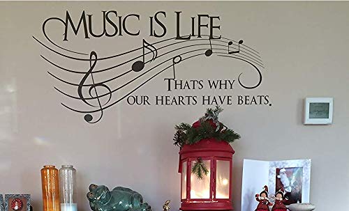 Amazon.com: Music is Life.. That's Why Our Hearts Have Beats Vinyl Wall ...