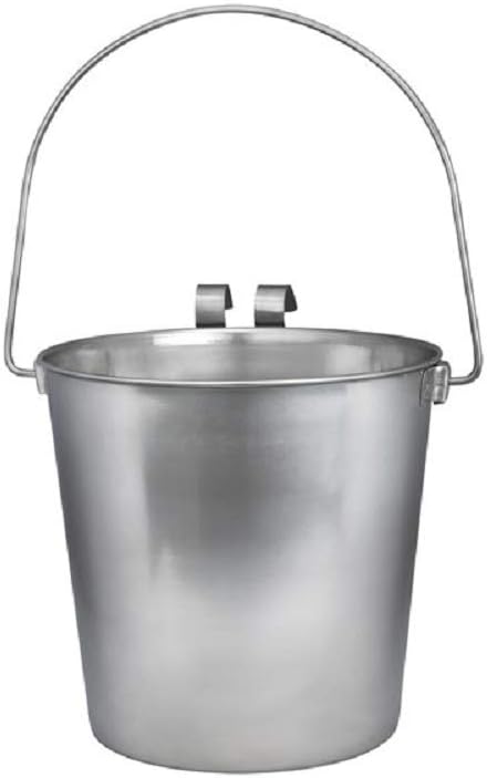 Indipets Heavy Duty Stainless Steel Flat Sided Pail with Hooks – 2 ...