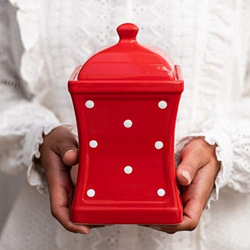 Rainbow Decors Red Dots Biscuits Canister Large 2 Litre Fine Bone China ...