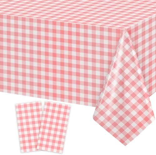 ZSRVAJ Gingham Tablecloth, Pink Tablecloth, Disposable, Plaid ...