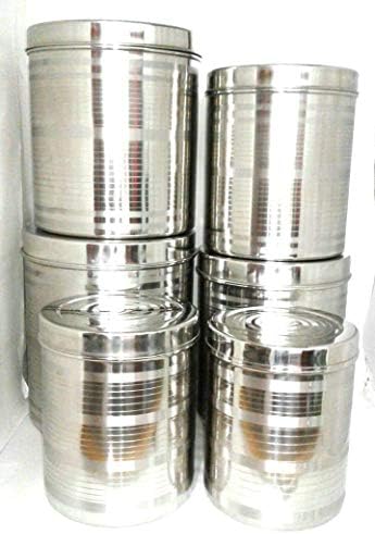 Buy NBM steel Brand Steel Dabba - 6 Pieces container set 5 kg to 10 kg ...