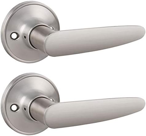 2 Pack Knobonly Satin Nickel Finish Door Levers Straight Handle Single ...
