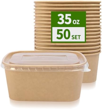 Amazon.com: EcoQuality 40oz Disposable Bowls with Fiber Lids ...