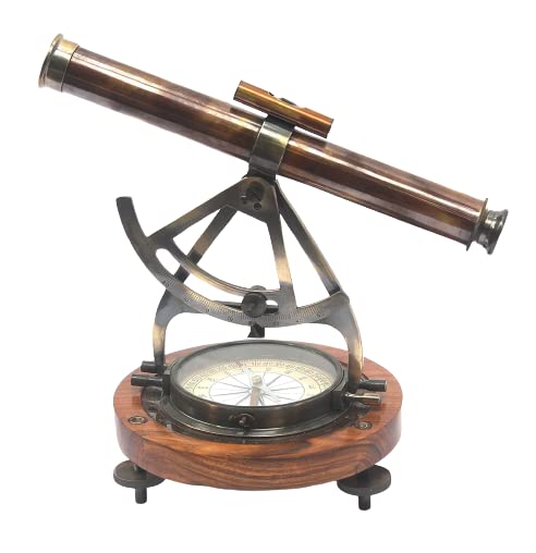 Antique Brass Nautical Alidade Telescope Compass Surveying Theodolite ...