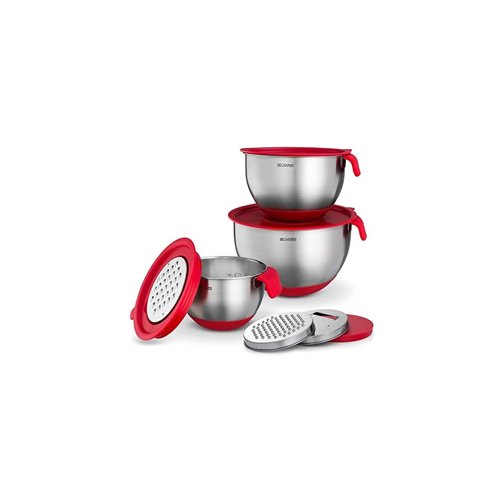 Buy Mixing Bowls with Lids Set - Nesting Bowls with Graters, Handle ...