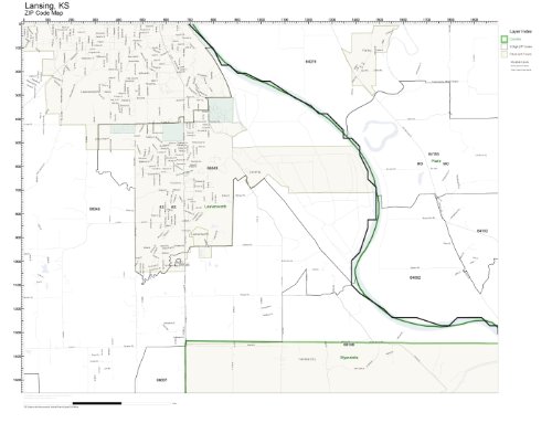 ZIP Code Wall Map of Lansing, KS ZIP Code Map Laminated: Amazon.com ...