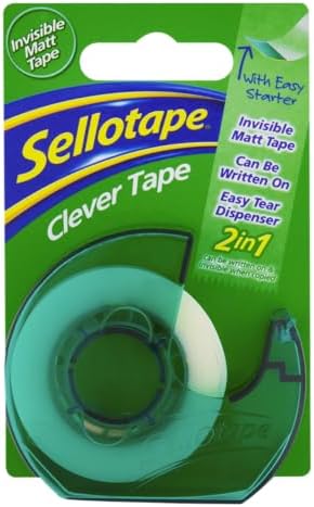 Sellotape Invisible Matt Clever Tape with Dispenser, Easy tear, Can be ...