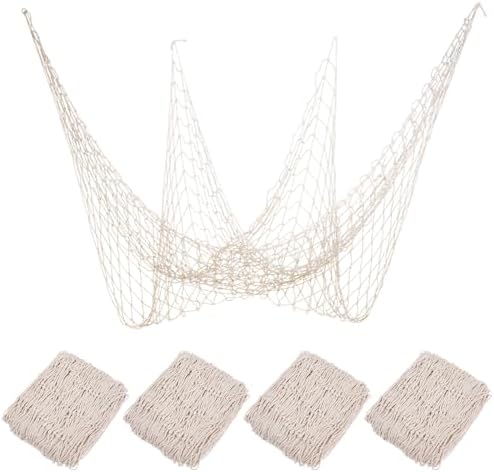 Amazon.com: 4 Pieces Natural Fish Net Decoration 80" x 40", Wall ...