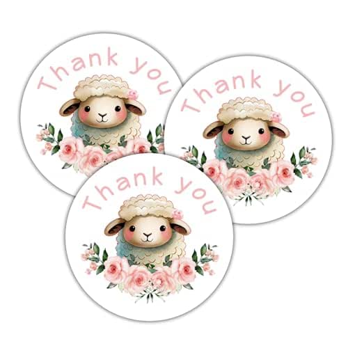 Amazon.com: cute lamb, sheep thank you stickers, labels, tags, envelope ...