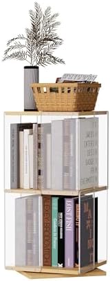 Amazon.com: uyoyous 2-Tier Rotating Bookshelf 24 in 360° Display ...