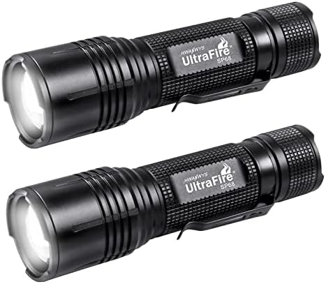 ULTRAFIRE 2 Pack Mini LED Torch Super Bright 650 Lumens Adjustable ...