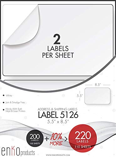 enKo - 5-1/2 x 8-1/2 Inch Label - White Blank - 2 Per Sheet - Want It All