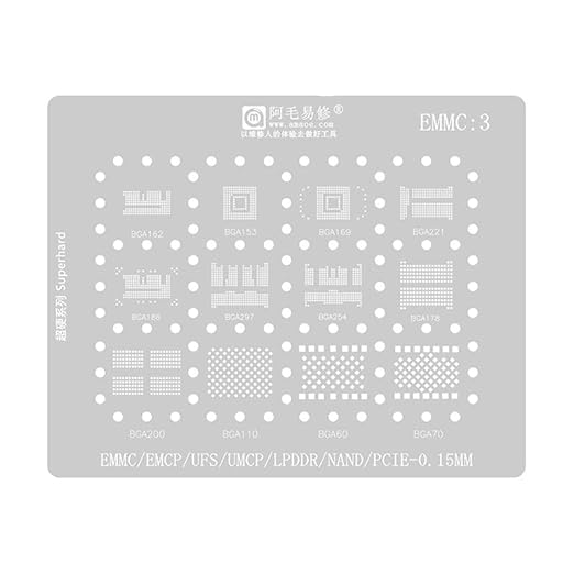 Mobile World EMMC-3 Stencil for EMMC/EMMCP/UFS/UMCP/LPDDR/NAND/PCI BGA ...