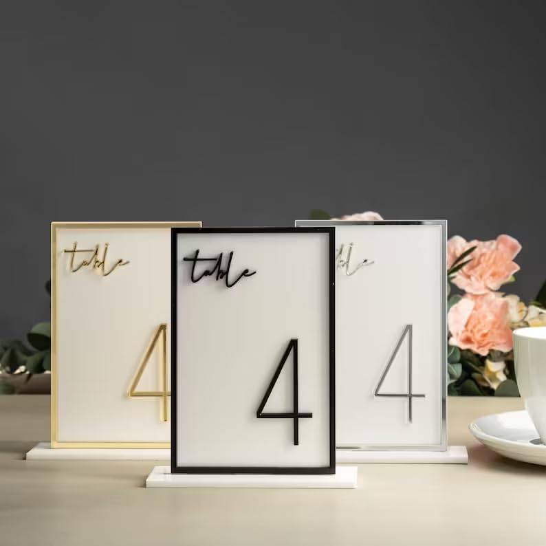 Amazon.com: Custom Wedding Tabble Numbers Sign, Personized 3D Acrylic ...