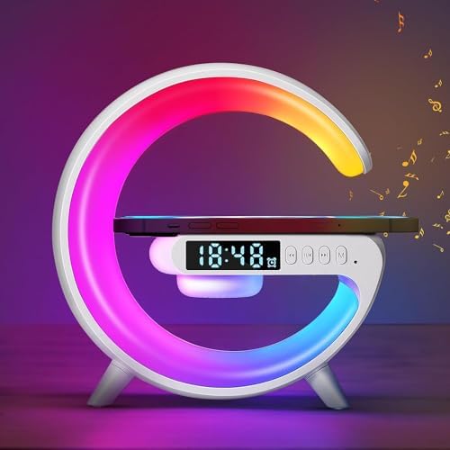 Atmosphere Lamp with 15W Wireless Charger Led Alarm Clock Dimmable ...