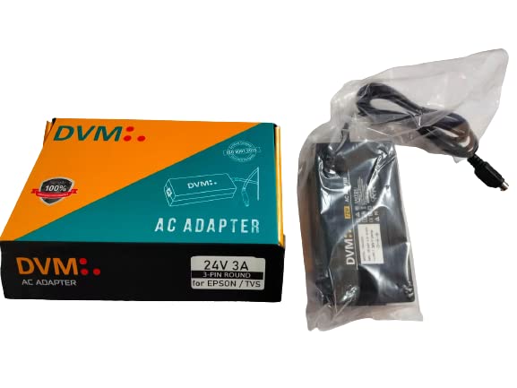 DVM | AC Adapter | 24V 3A | 3- PIN | Round for EPSON/TVS | Input of 100 ...