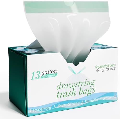 Amazon.com: Amazon Basics Flextra Tall Kitchen Drawstring Trash Bags ...