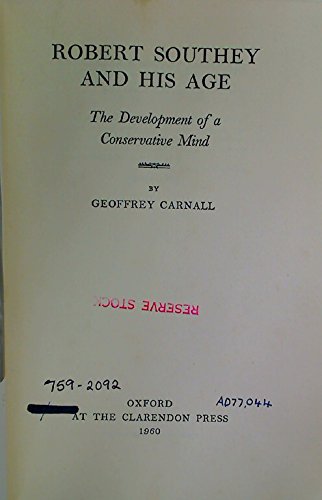 Robert Southey and his Age: Geoffrey Carnall: Amazon.com: Books