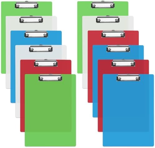 MAHIONG 12 Pack A4 Clipboard, Coloured Plastic Clipboards, Clipboards ...
