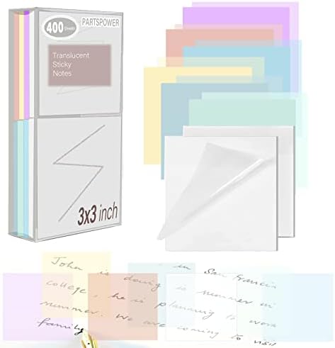 400 Sheets Pastel Transparent Sticky Notes, 3x3 inch See Through Sticky ...