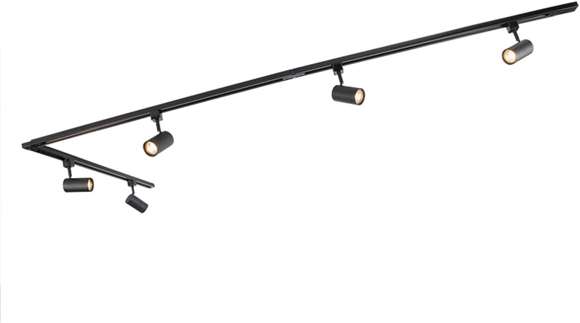 Qazqa - Modern Rail System Black 5 Spotbar I Spotlight Bars 1-Phase ...
