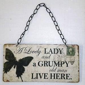 Lovely Lady and Grumpy Old Man Retro Wooden Sign : Amazon.co.uk: Home ...