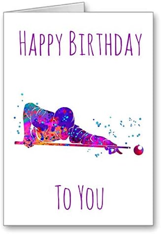 Snooker Billiards Birthday Card Happy Birthday Watercolour effect ...