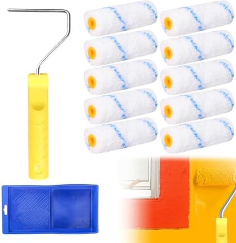Amazon.com: Paint Roller Kit Mini Microfiber Paint Rollers Brush 4 inch ...