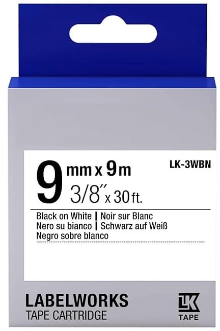FUTURE ENTERPRISES LabelWorks Standard LK Tape Cartridge ~3/8" Black on ...