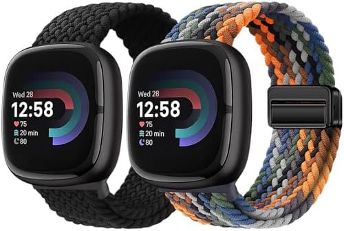 Amazon.com: Braided Magnetic Bands Compatible with Fitbit Versa 4 ...