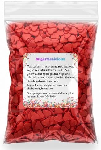Amazon.com: SugarMeLicious Jumbo Red Hearts Sprinkles, 8oz Bag, Perfect ...
