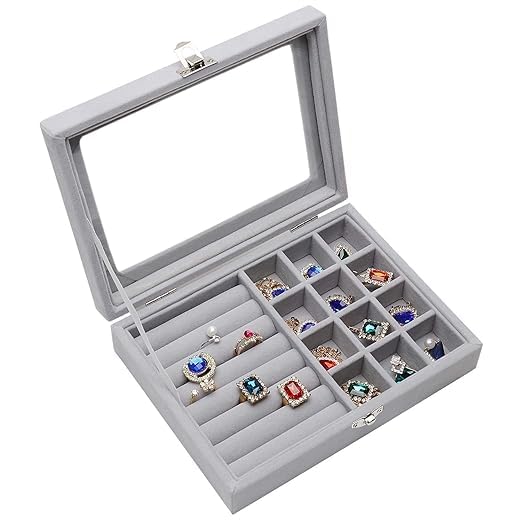 Parv Kitchen Jewellery Storage Box - Multipurpose Transparent Velvet ...