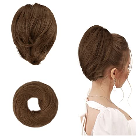 Amazon.com : BARSDAR Hair Bun Ponytail Extension, Straight Synthetic ...